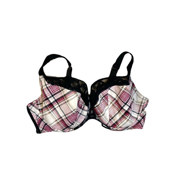 Cacique | Intimates & Sleepwear | Cacique Black Lace Pink Plaid Bra ...